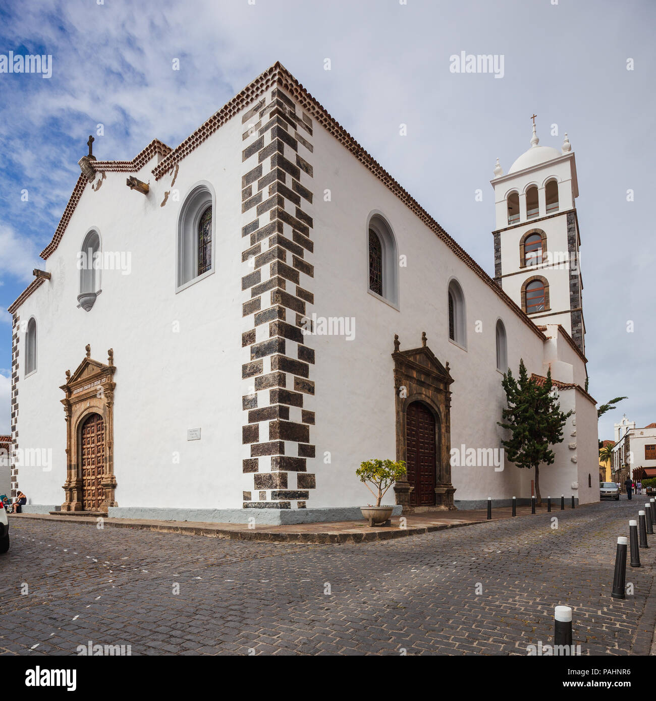 The architecture of Garachico village on Tenerife Island, Spain Stock ...