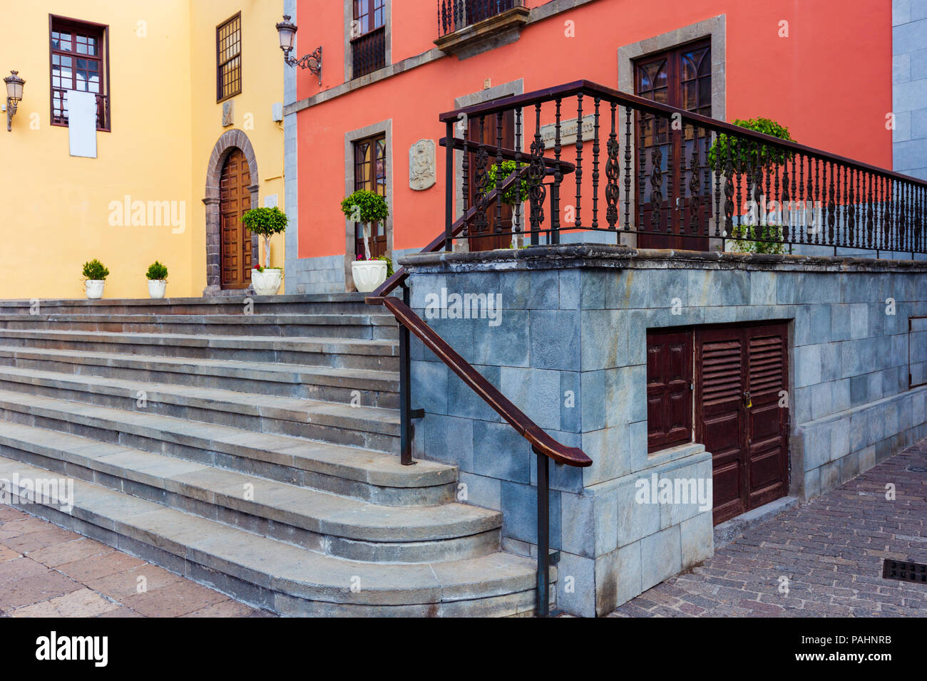 The architecture of Garachico village on Tenerife Island, Spain Stock ...