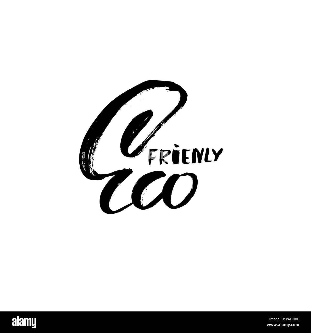 Eco friendly lettering. Vector inscription for vegan poster, stamps ...