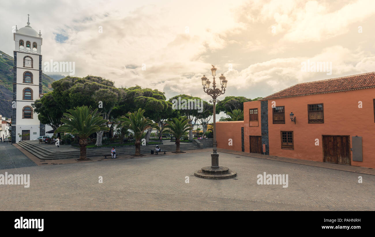 The architecture of Garachico village on Tenerife Island, Spain Stock ...