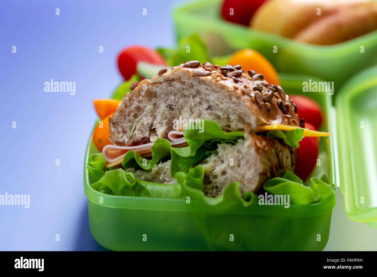 Lunch boxes with fresh healthy second breakfast Stock Photo - Alamy