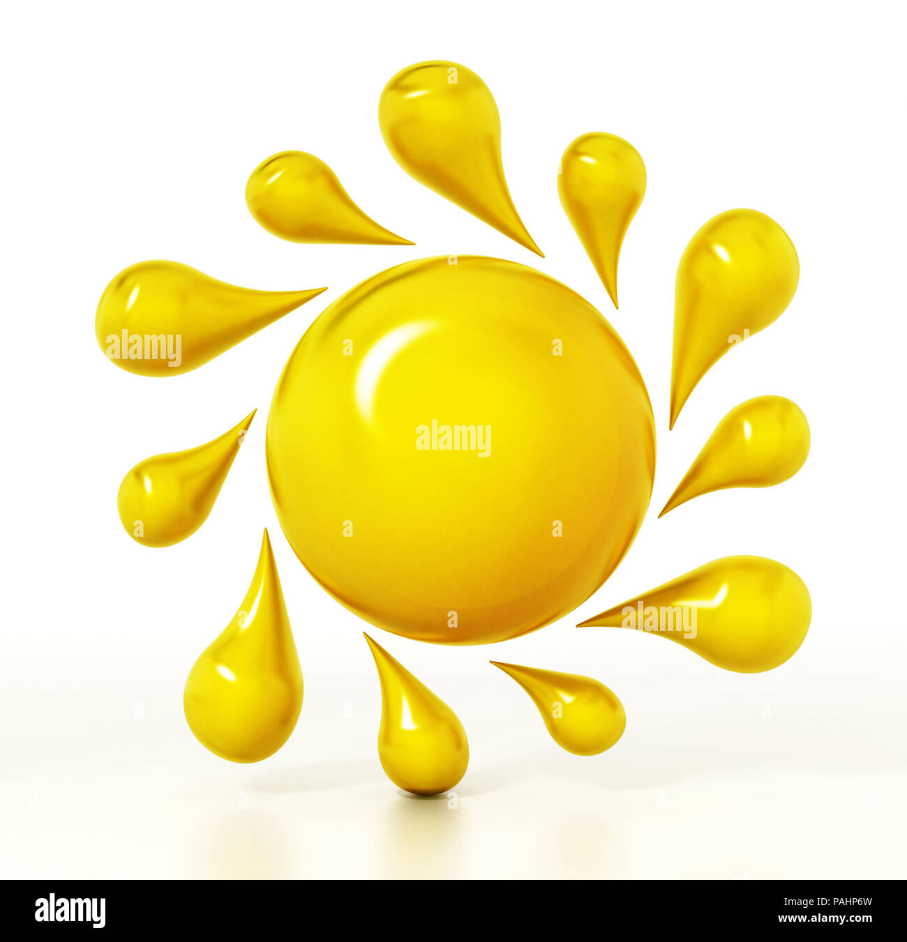 Yellow sun isolated on white background. 3D illustration Stock Photo ...