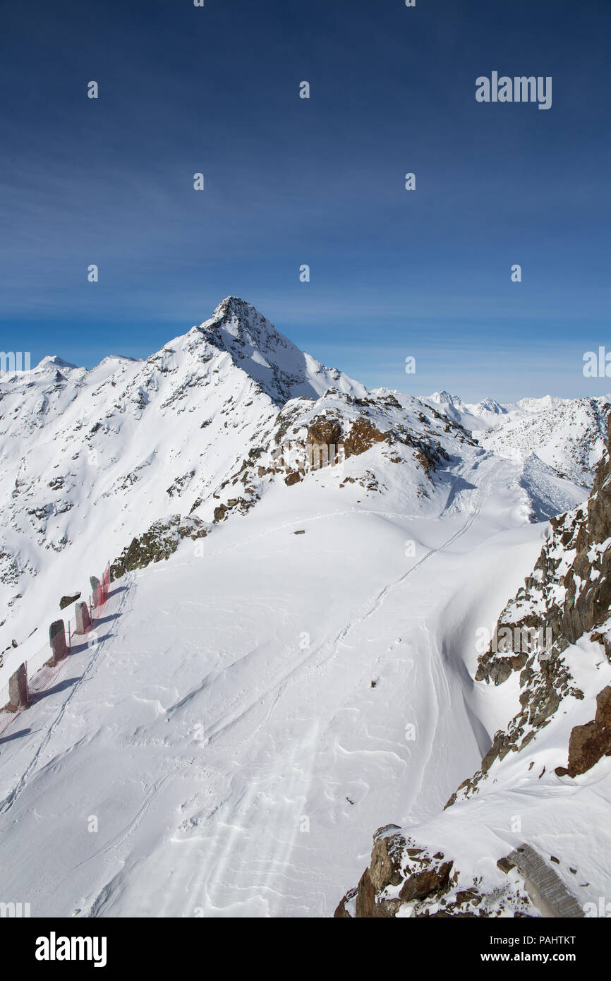Alps Panorama in Solden ski resort, Otztal, Austria on a sunny winter ...