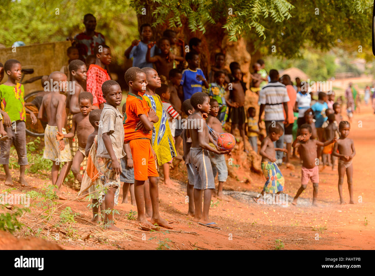 KARA, TOGO - MAR 9, 2013: Unidentified Togolese children dance and play ...