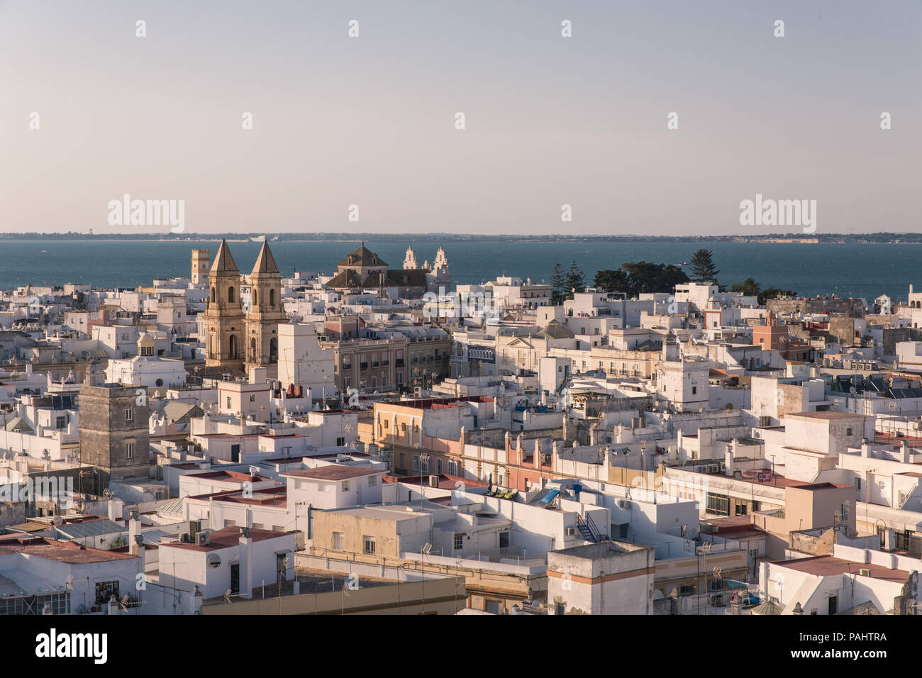Aerial panoramic view of the old city rooftops and Cathedral de Santa ...