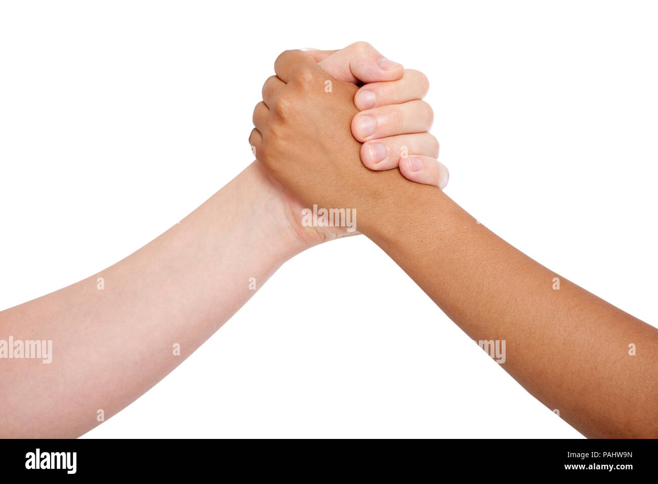 Holding hands couple of a mixed race on white background Stock Photo ...