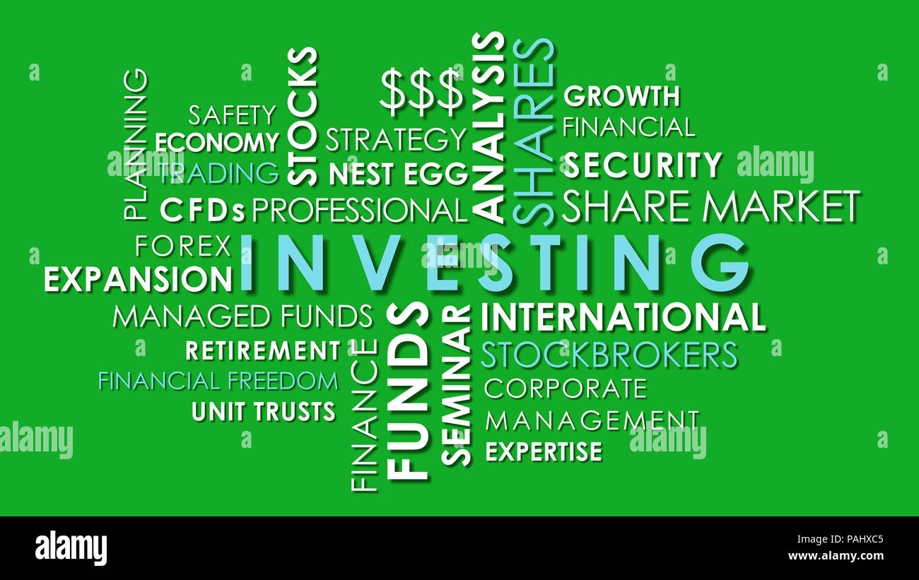 Investing and share market related words animated text word cloud ...