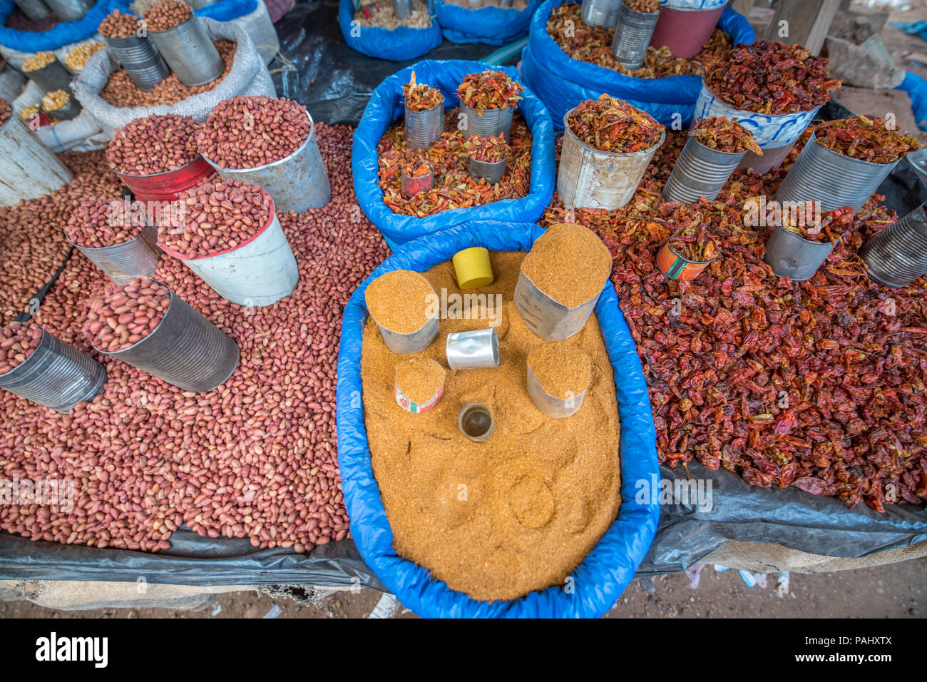 Full frame of palm (Elaeis guineensis) plant parts in Ganta, Liberia ...