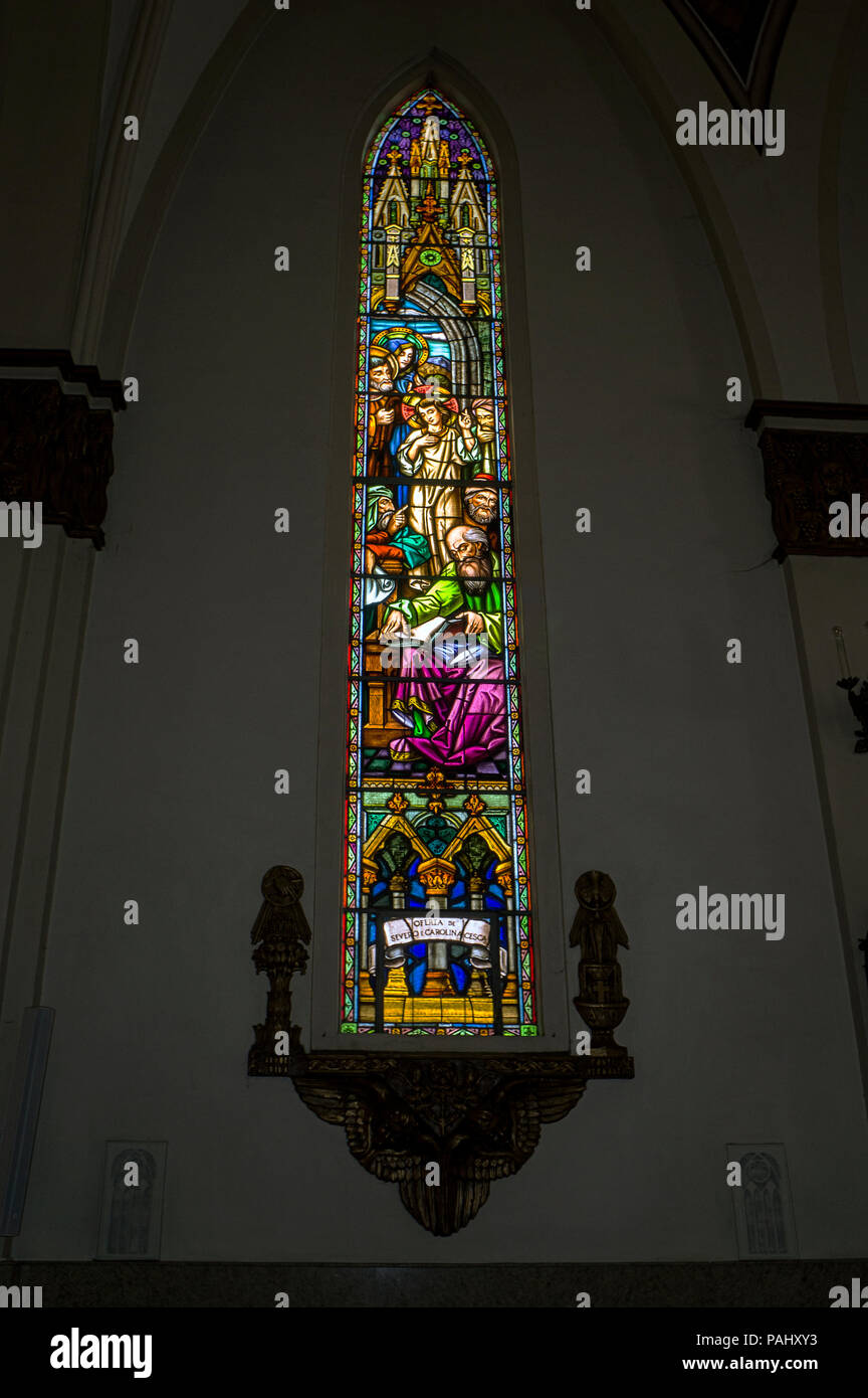 sacred interior church glass window light colors faith historic Stock ...
