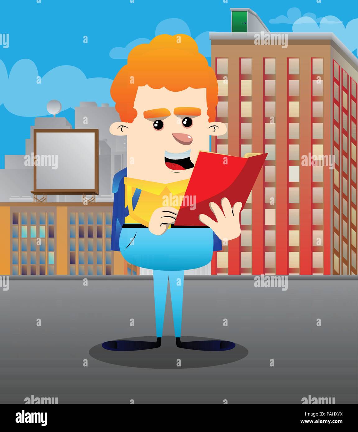 Cartoon illustration happy kid enjoying Stock Vector Images - Alamy