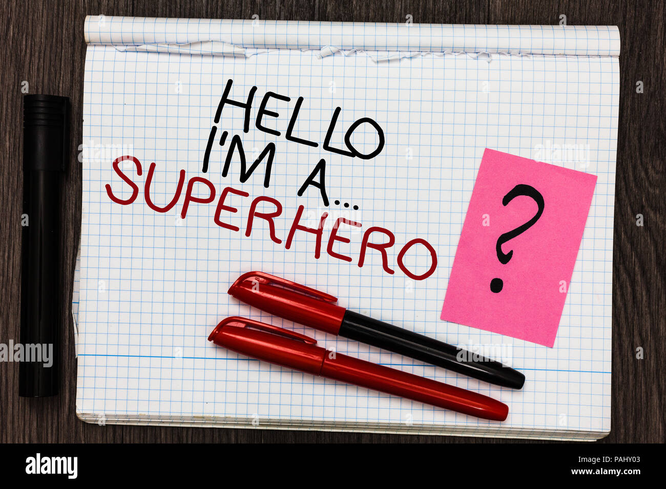 Word writing text Hello I am A ... Superhero. Business concept for ...