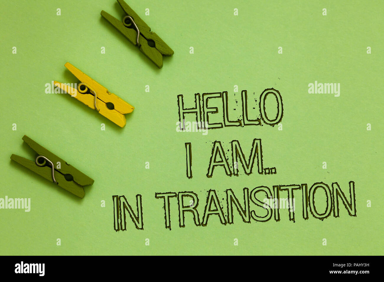 Word writing text Hello I Am.. In Transition. Business concept for ...