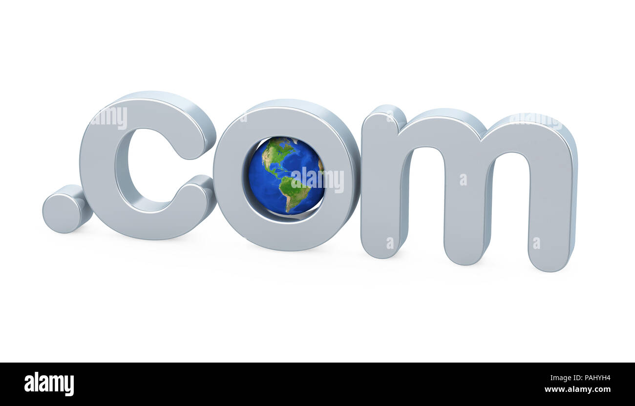 Dot Com with Globe Isolated Stock Photo - Alamy