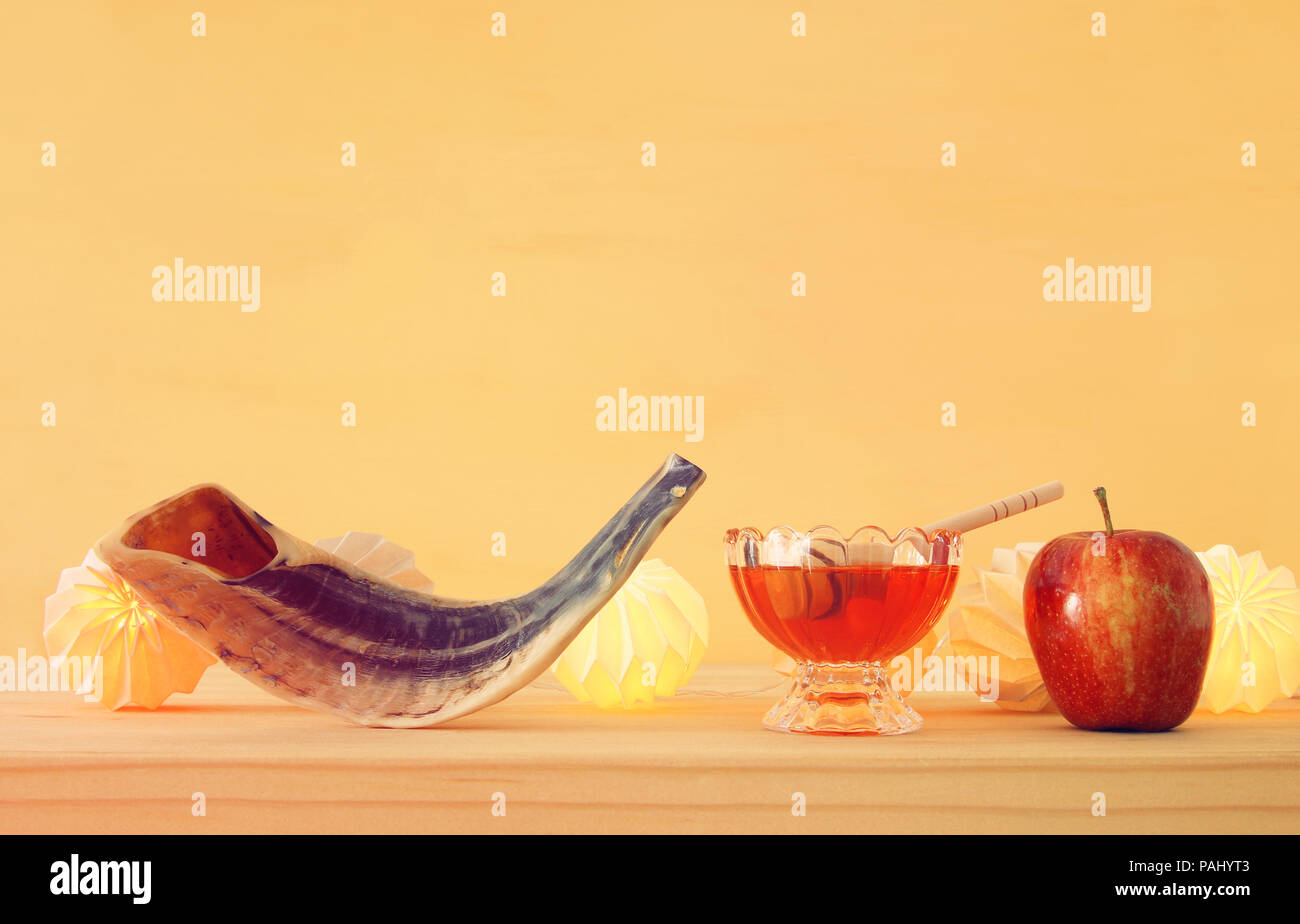 Rosh hashanah (jewish New Year holiday) concept. Traditional symbols ...