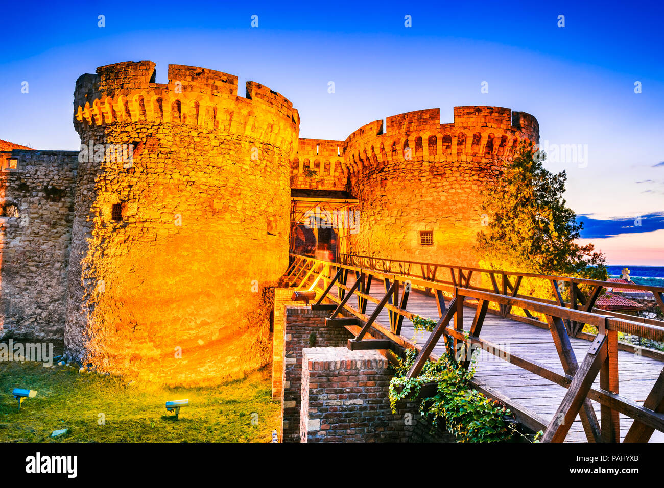 Belgrade, Serbia. Kalemegdan Fortress in the night, ancient Singidunum ...