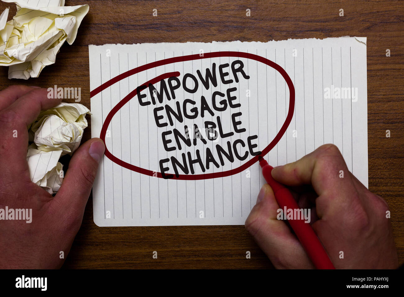 Text sign showing Empower Engage Enable Enhance. Conceptual photo ...