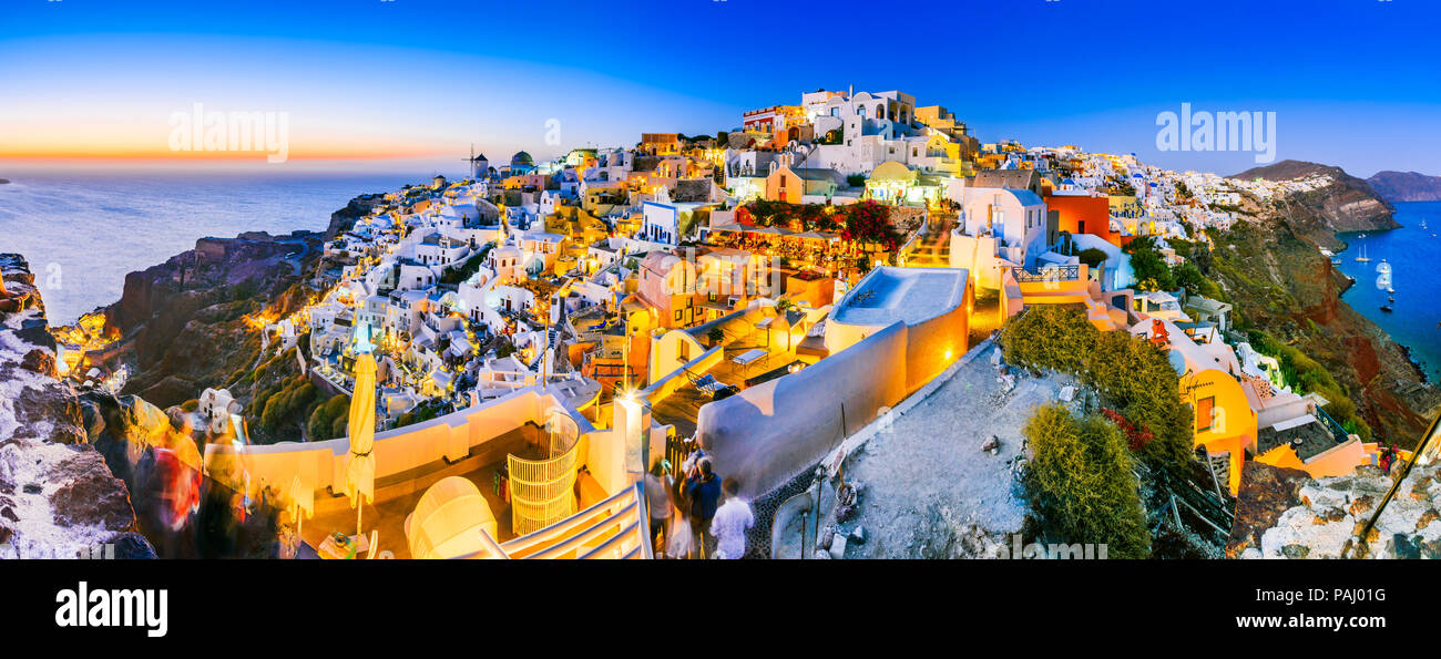 Oia, Santorini - Greece. Idyllic attraction of white village with ...