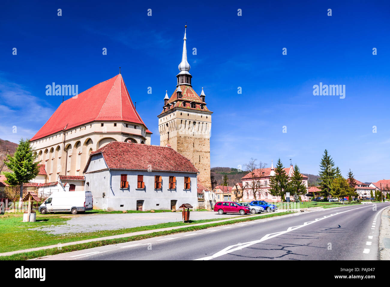 Saschiz, Romania - Medieval fortified church in Transylvania, saxon ...