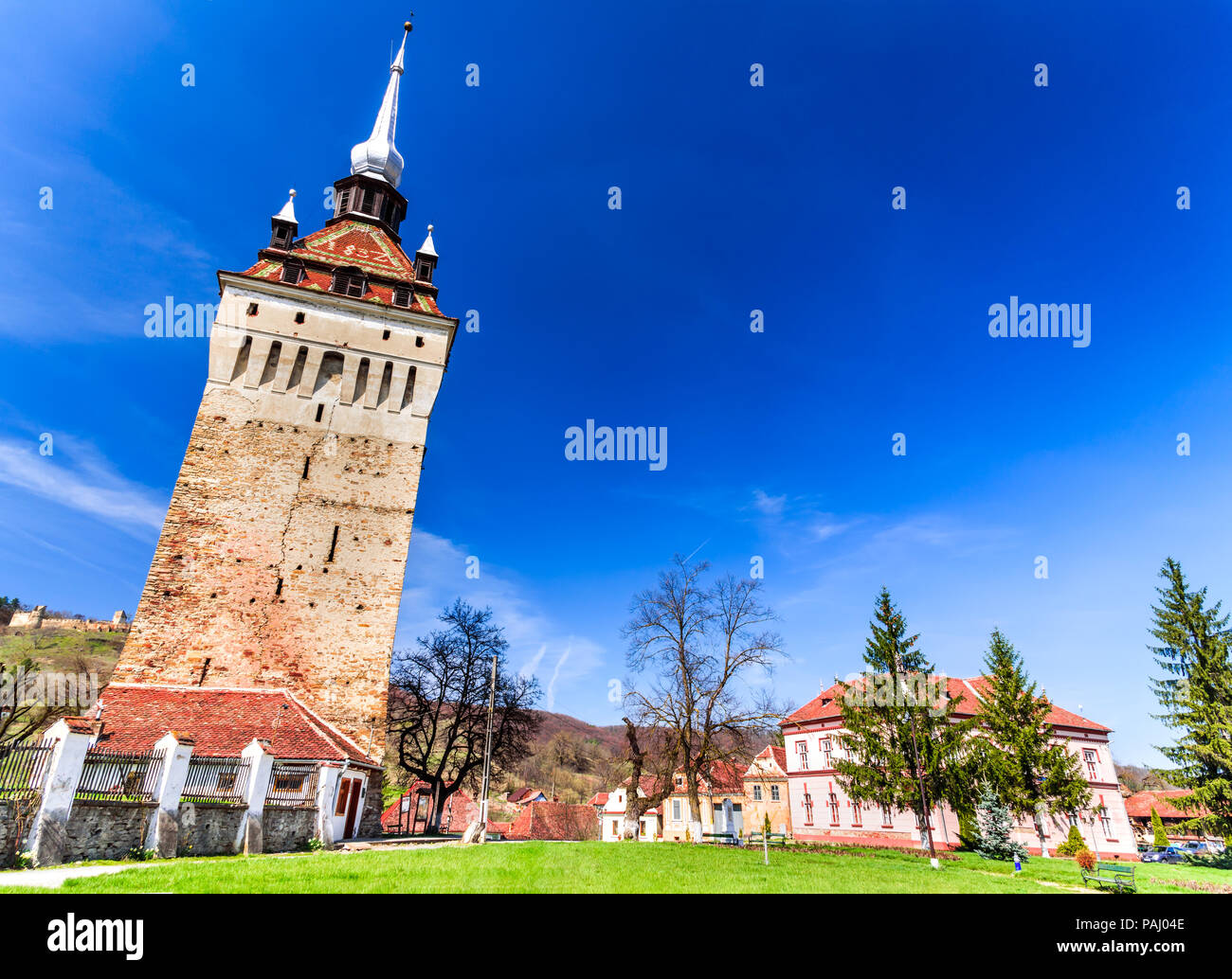 Saschiz, Romania - Medieval fortified church in Transylvania, saxon ...