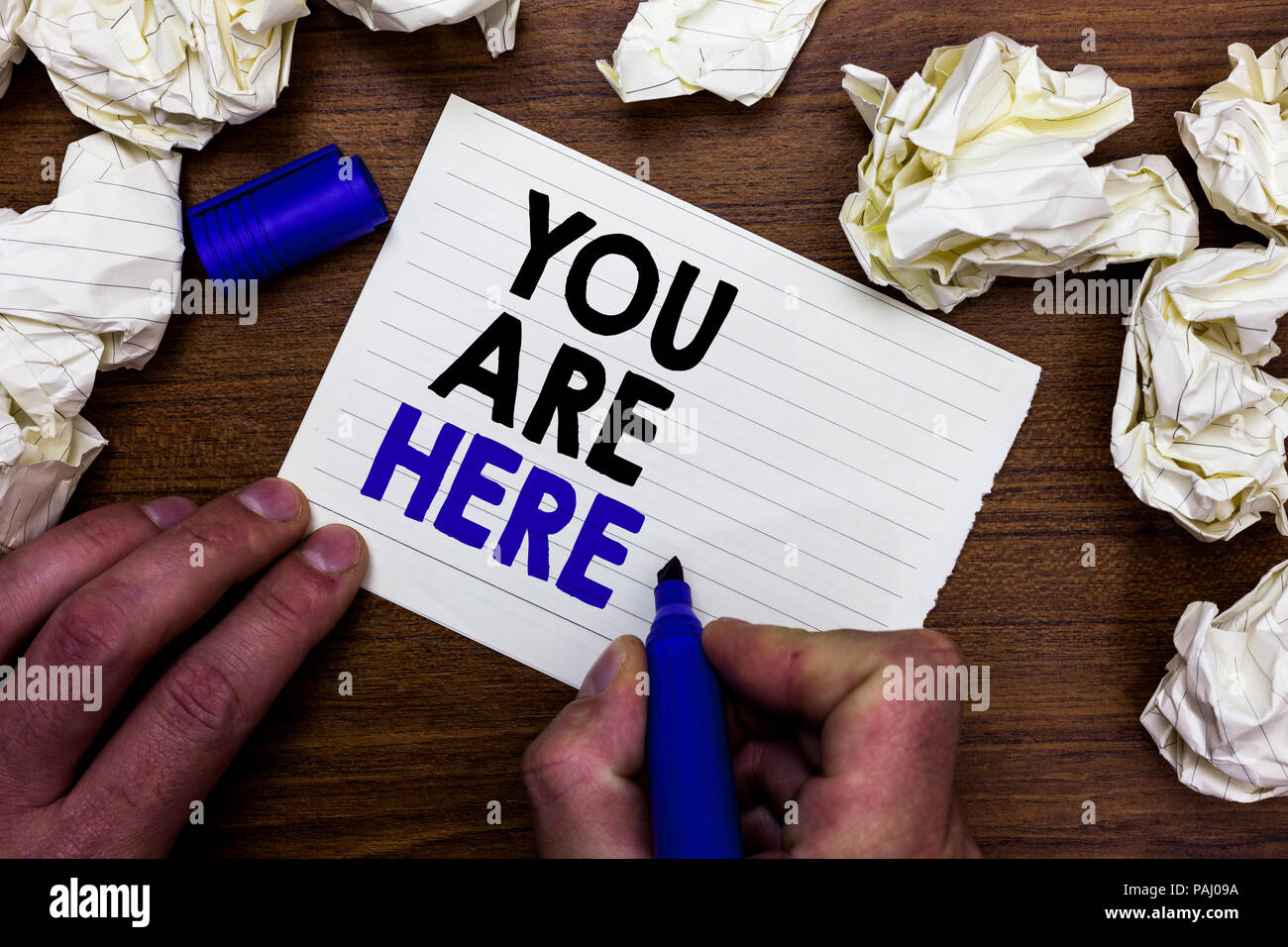 Writing note showing You Are Here. Business photo showcasing This is ...