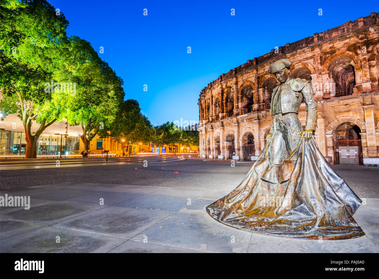 Nimes, ancient Roman amphitheatre in the Occitania, medieval Aquitania ...