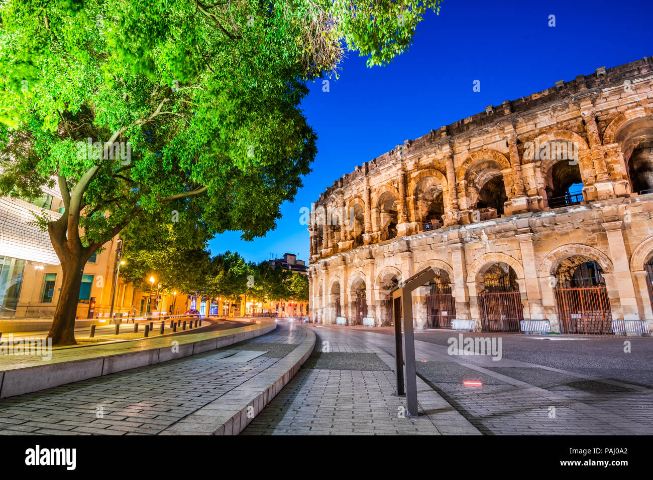 Nimes, ancient Roman amphitheatre in the Occitanie region of southern ...