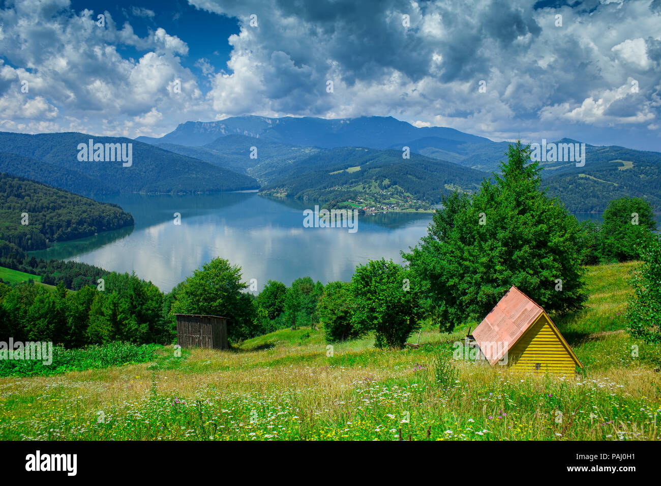 beautiful Bicaz lake and countryside landscape, Romania Stock Photo - Alamy