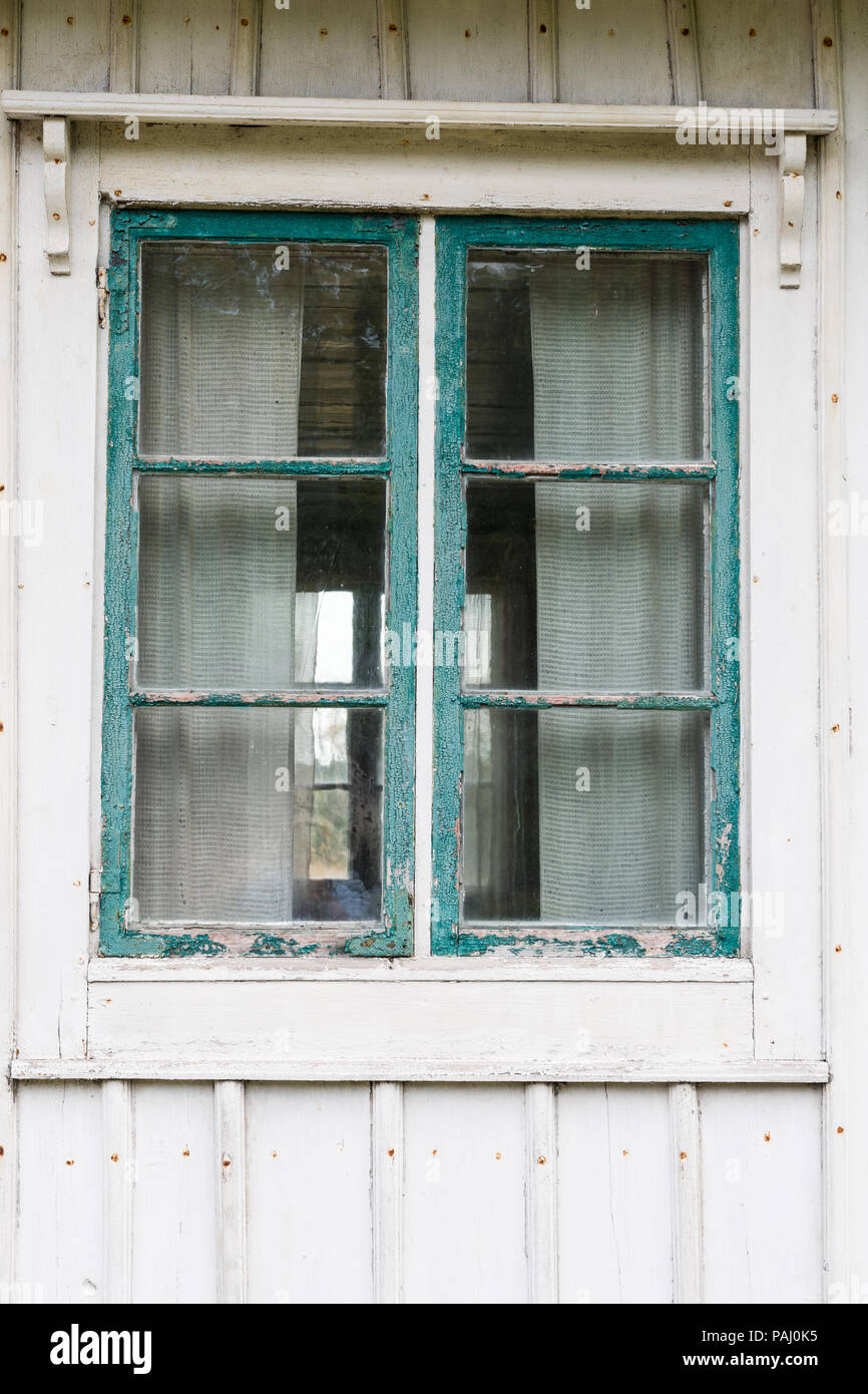 Old weathered window in need of painting Stock Photo - Alamy