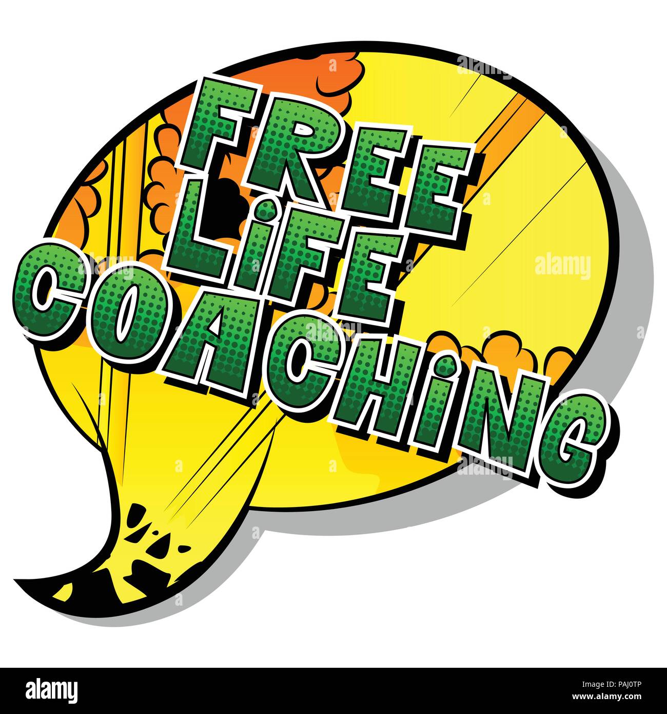 Free Life Coaching - Comic book style word on abstract background Stock ...