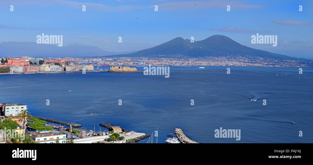 NAPLES, ITALY - OCTOBER 16, 2015: Panorama of Naples. Naples is the ...