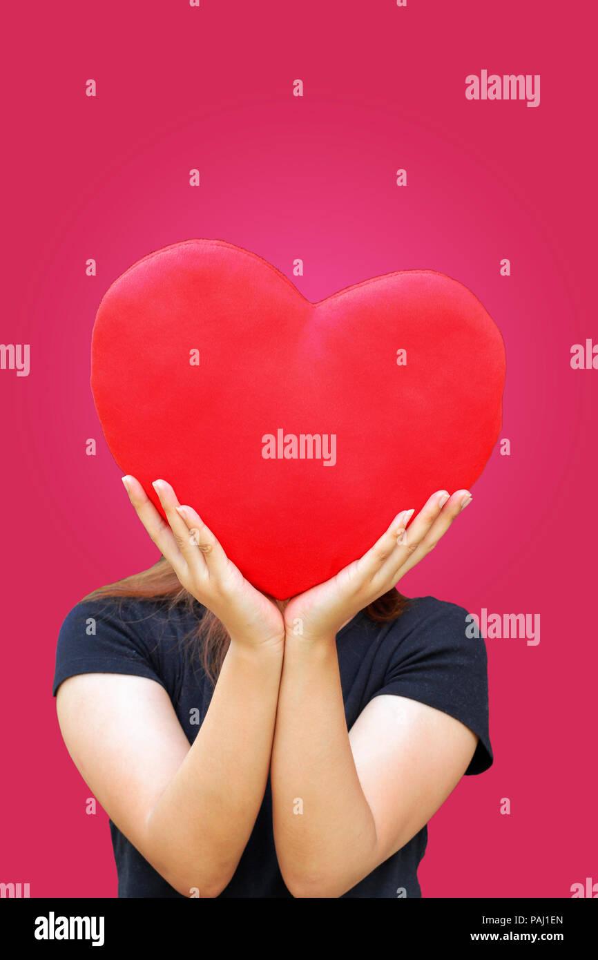 woman head cover with love heart shape Stock Photo - Alamy