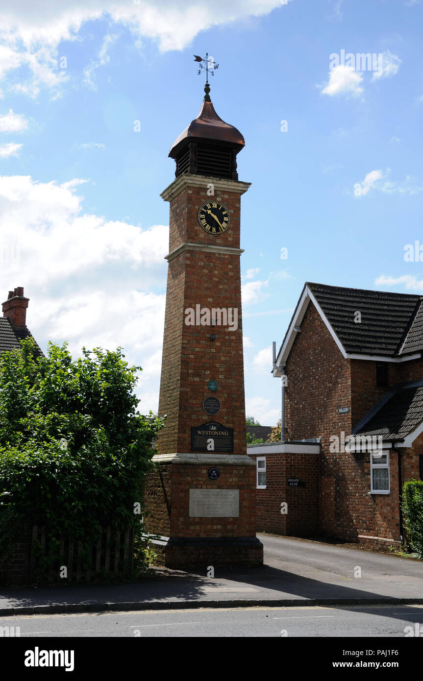 Clock tower, Westoning, Bedfordshire. Major J.G. Coventry Campion and ...