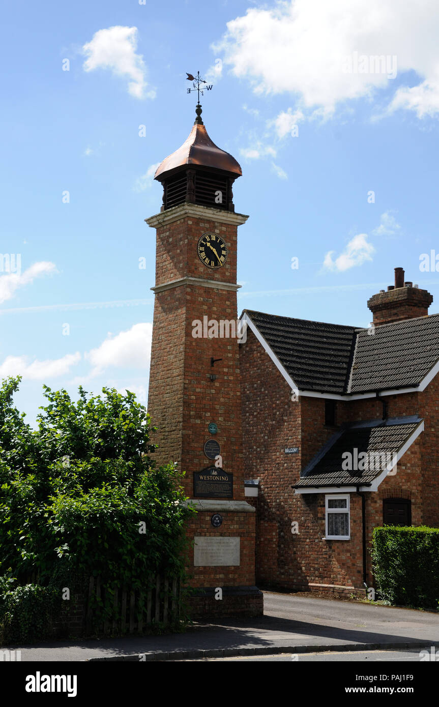 Clock tower, Westoning, Bedfordshire. Major J.G. Coventry Campion and ...