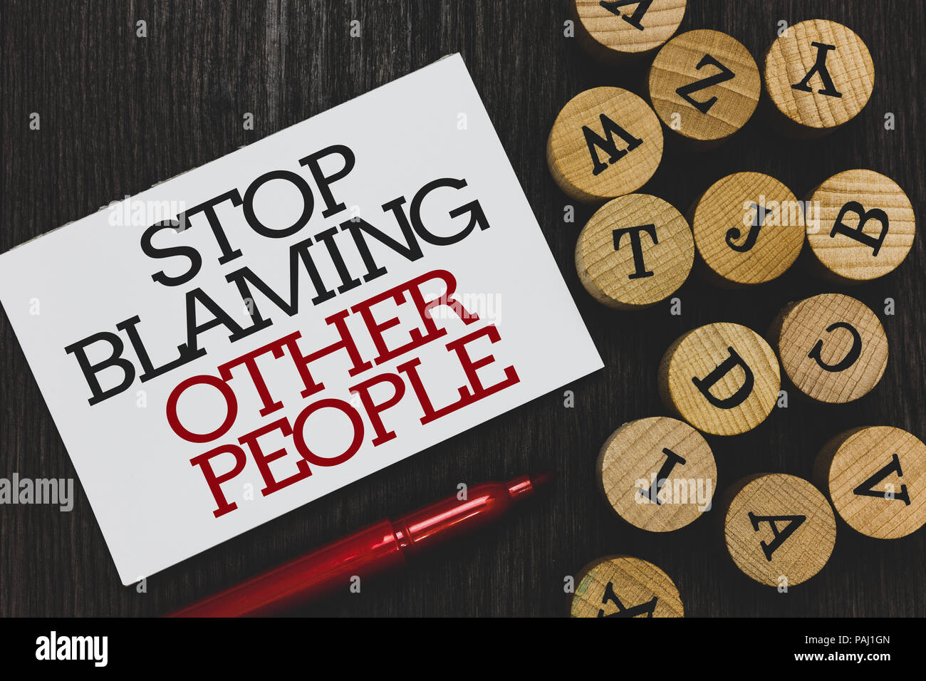 Text sign showing Stop Blaming Other People. Conceptual photo Do not ...
