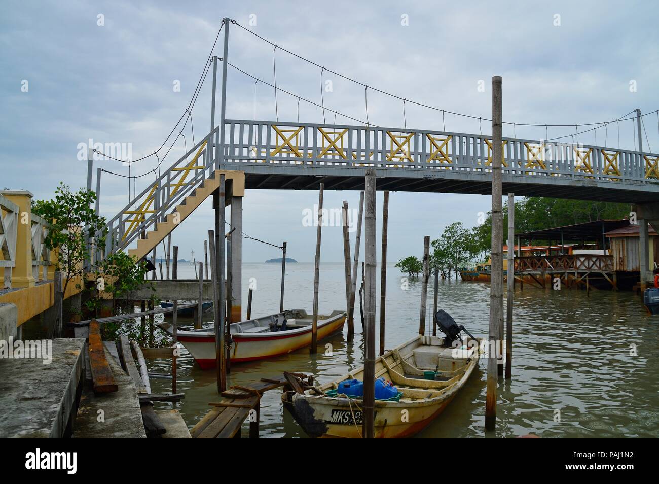 the small bridge at Malacca fisherman village Stock Photo - Alamy