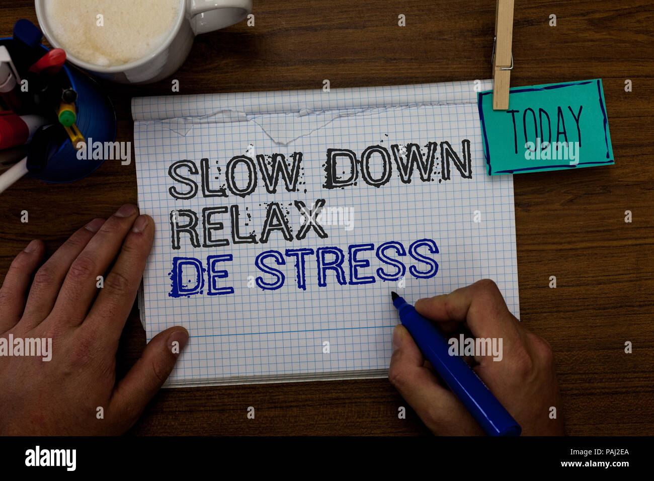 Conceptual hand writing showing Slow Down Relax De Stress. Business ...