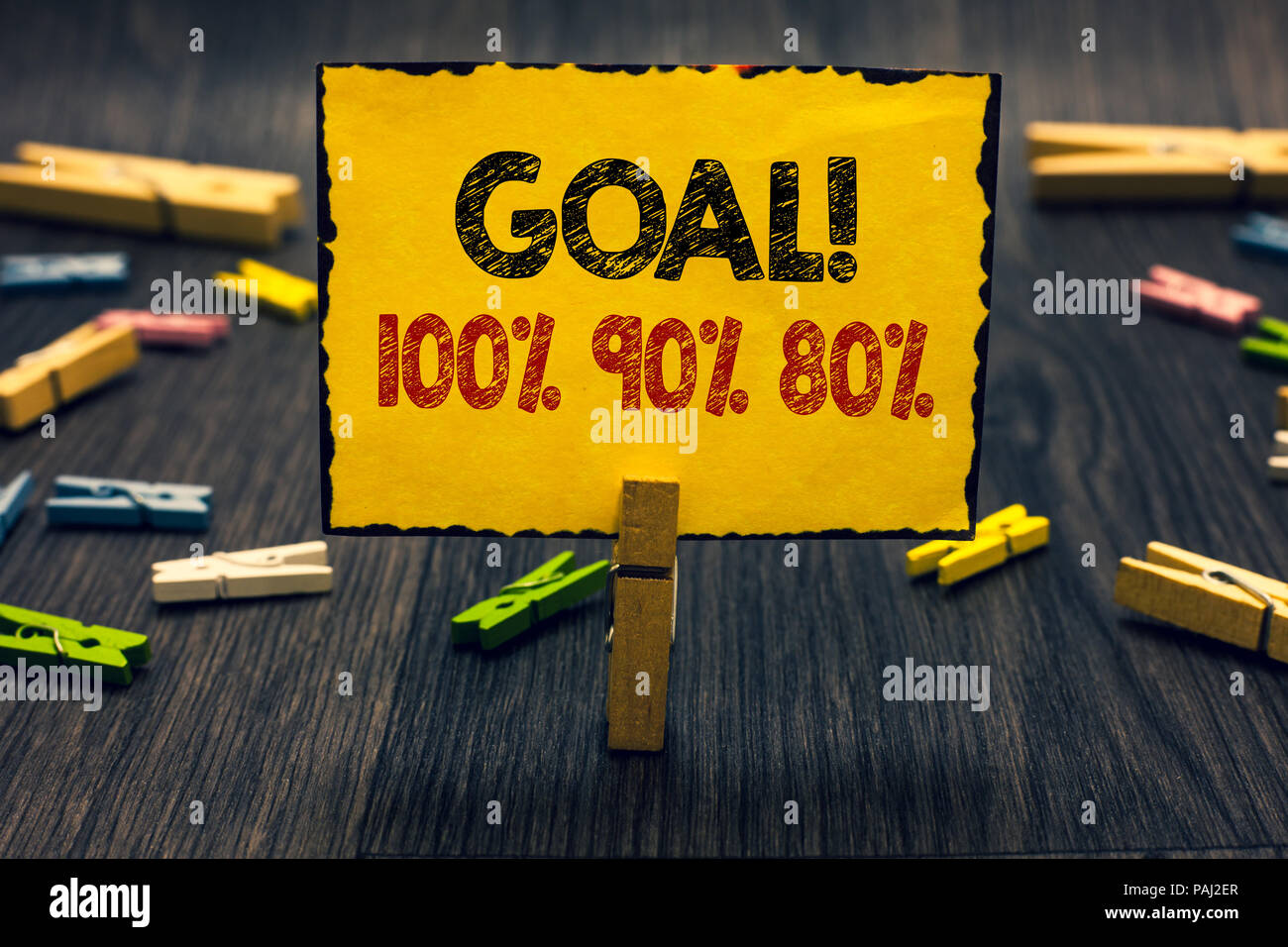 Word writing text Goal 100 90 80. Business concept for Percentage of ...