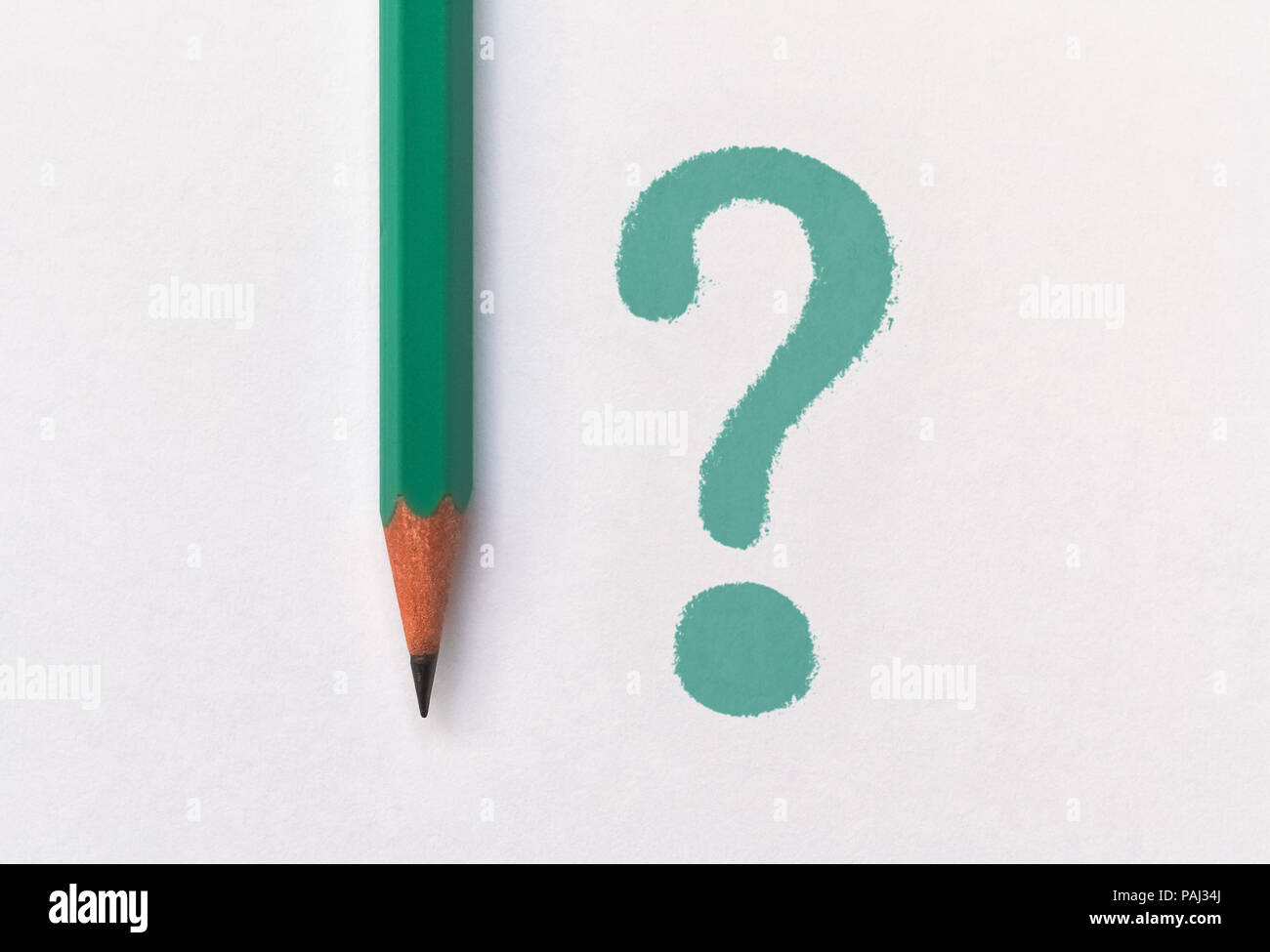 Closeup of a pencil and question mark on bright background Stock Photo ...