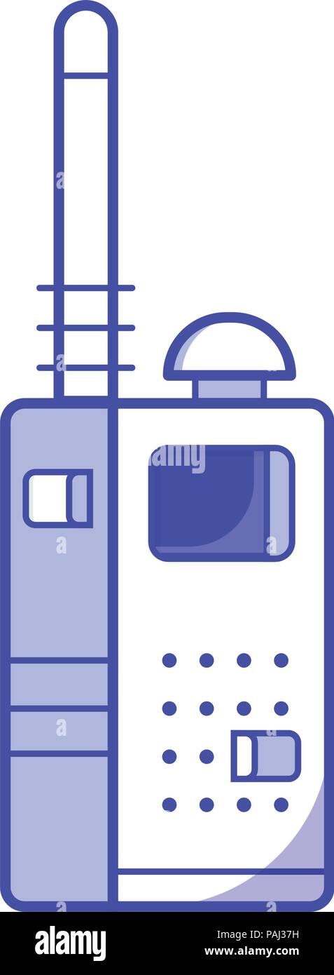 Police transceiver with antenna isolated on white background. Portable ...