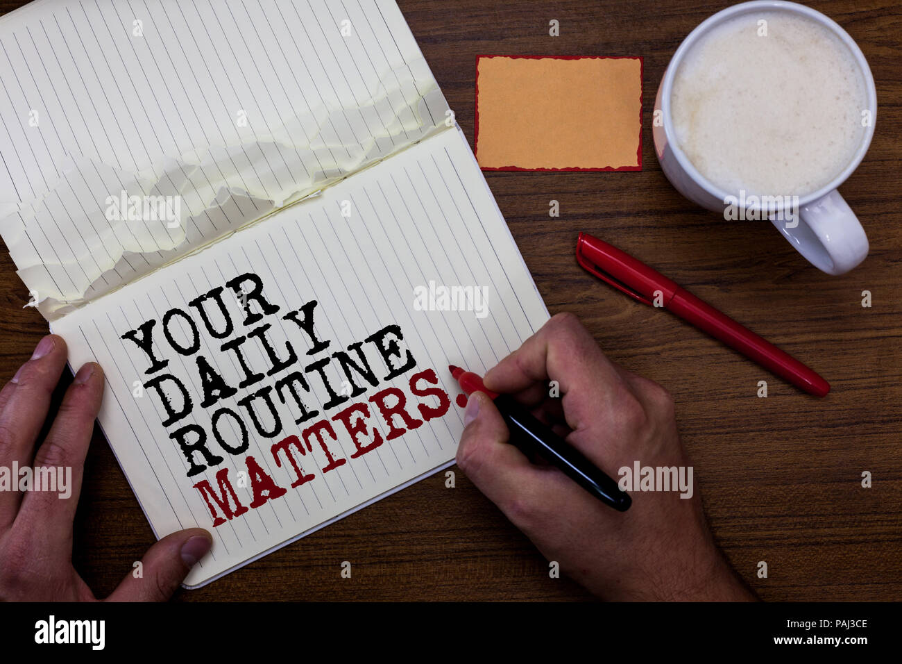 Handwriting text writing Your Daily Routine Matters. Concept meaning ...