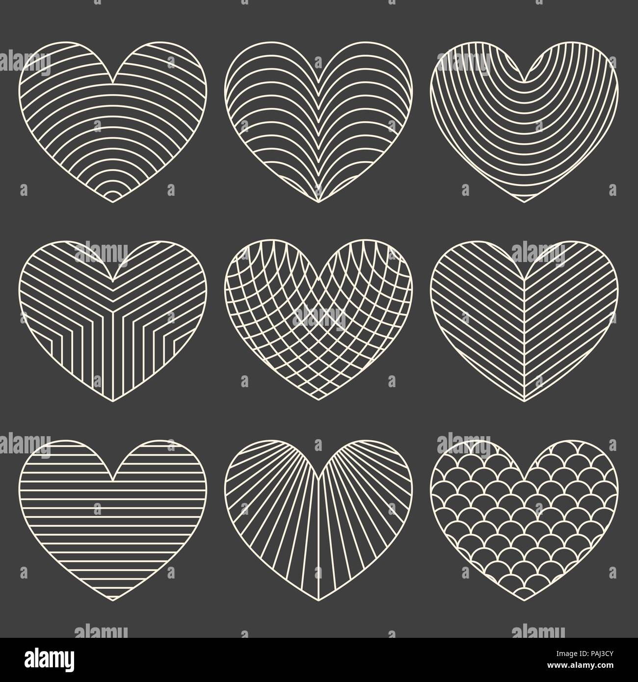 Linear minimalistic art deco heart set Stock Vector Image & Art - Alamy