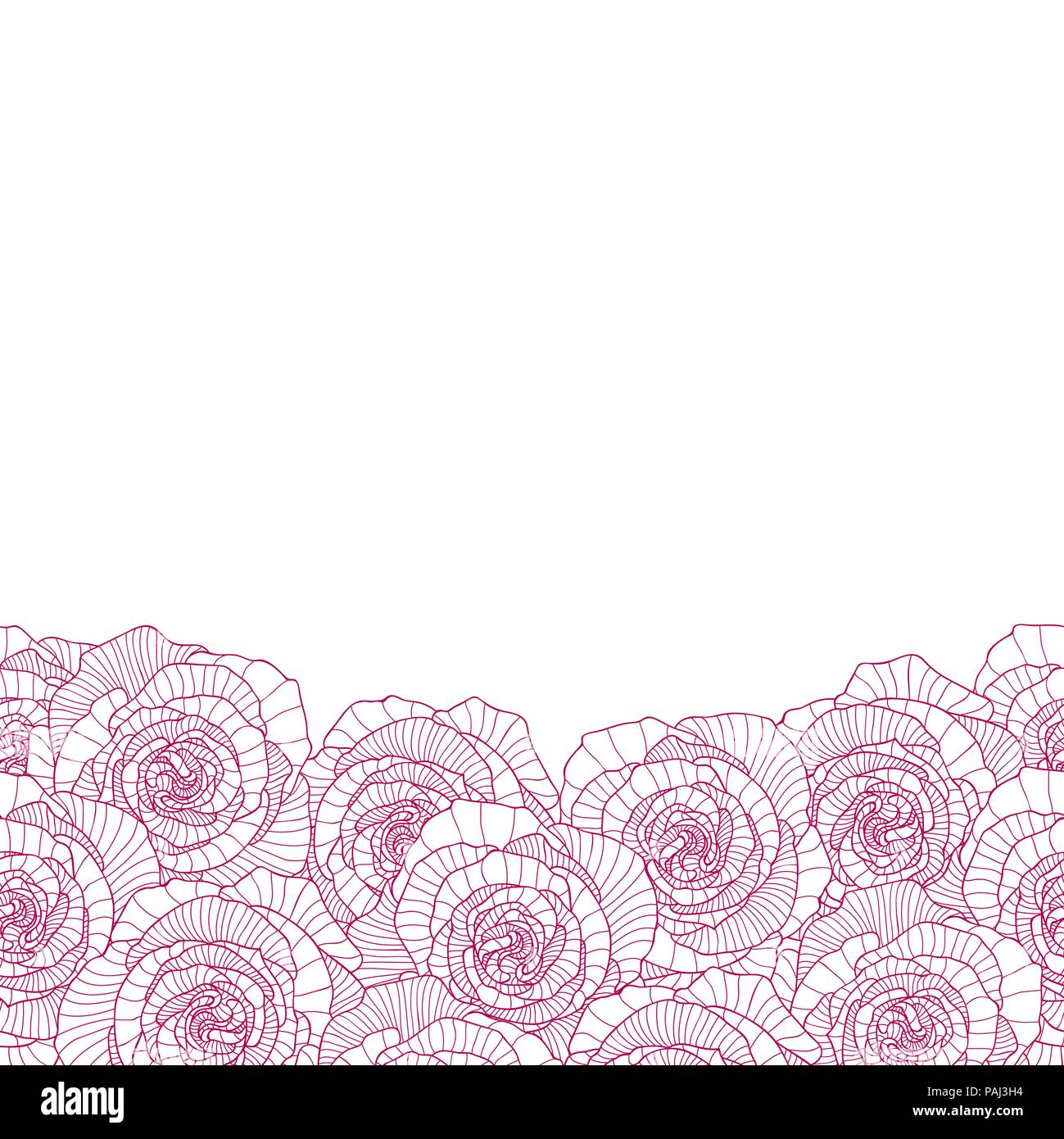 Flower Bottom Border Black And White