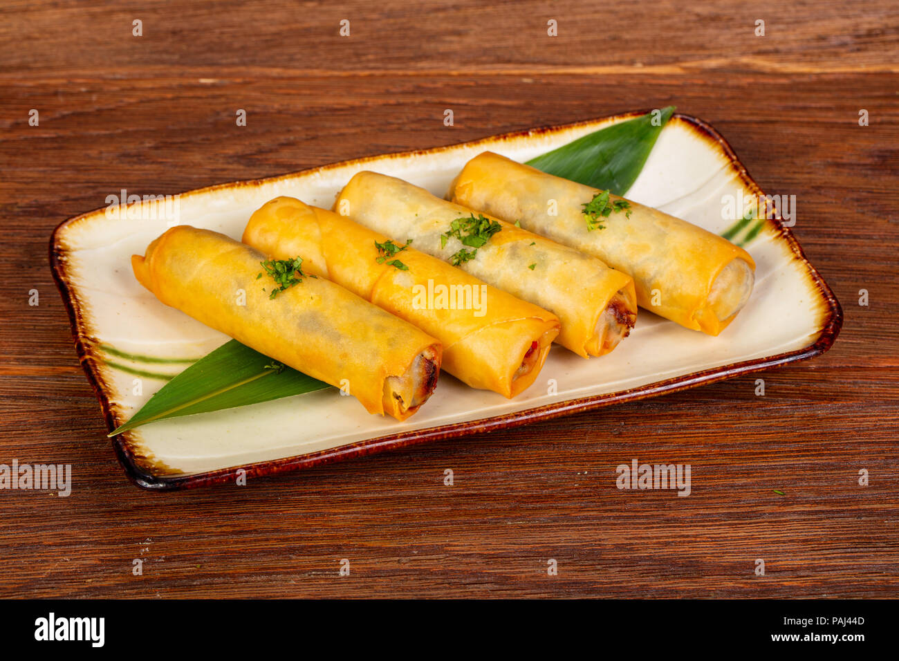Asian spring roll with seafood Stock Photo - Alamy