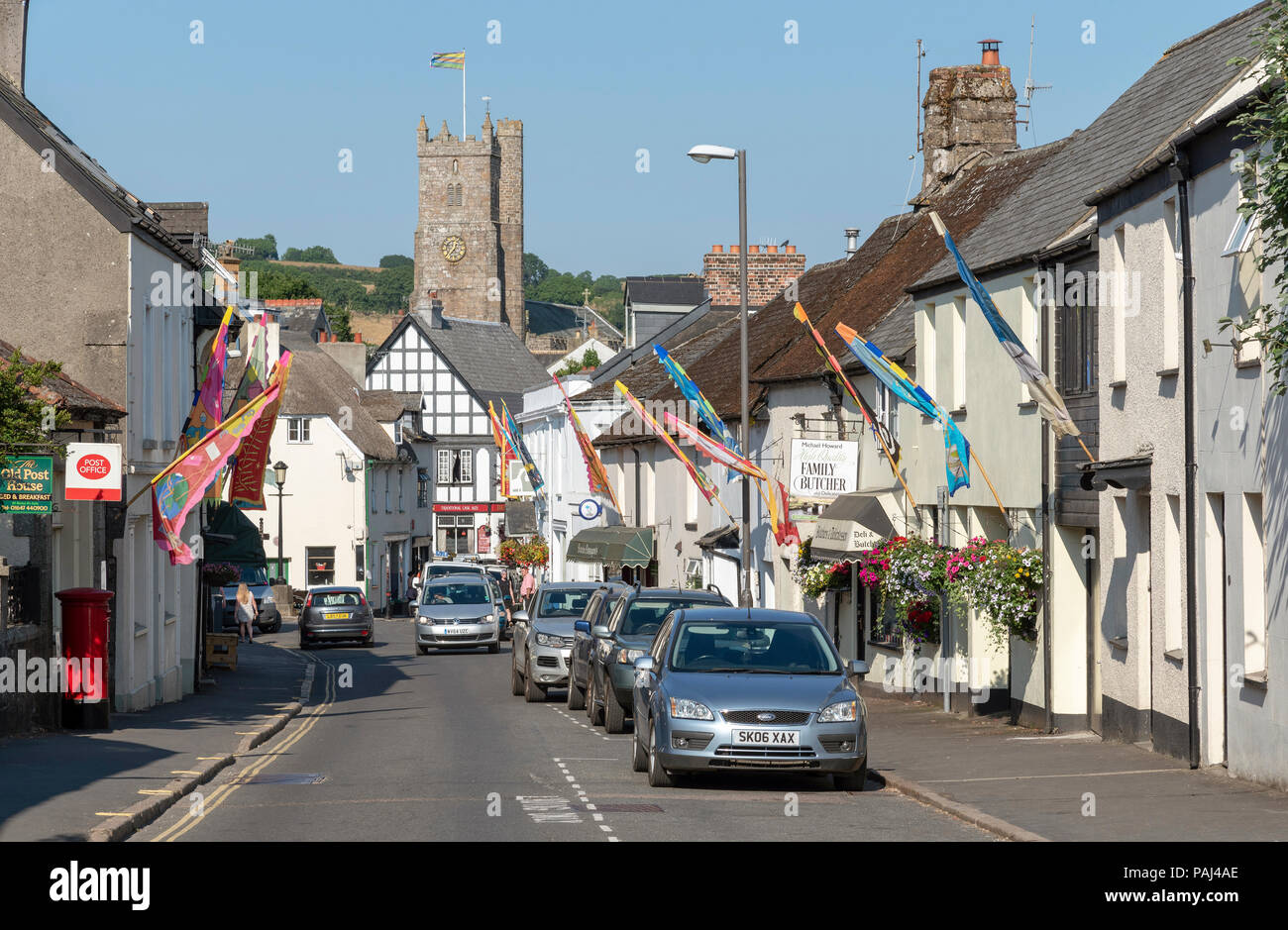 Moretonhampstead, Devon, England UK. Court Street looking toward St ...