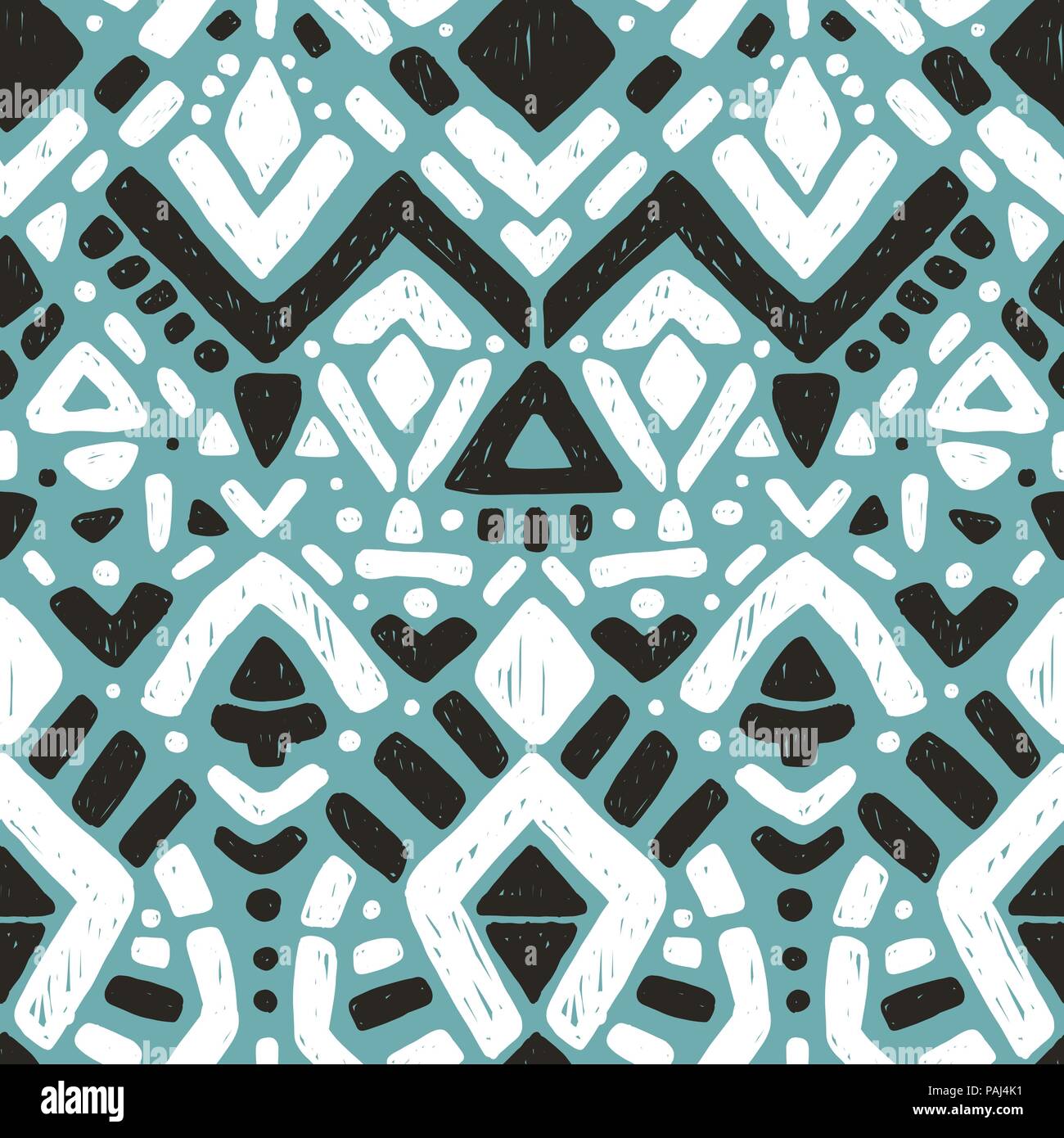 Ikat ornament. Tribal pattern in Aztec style. Hand Drawn folklore ...