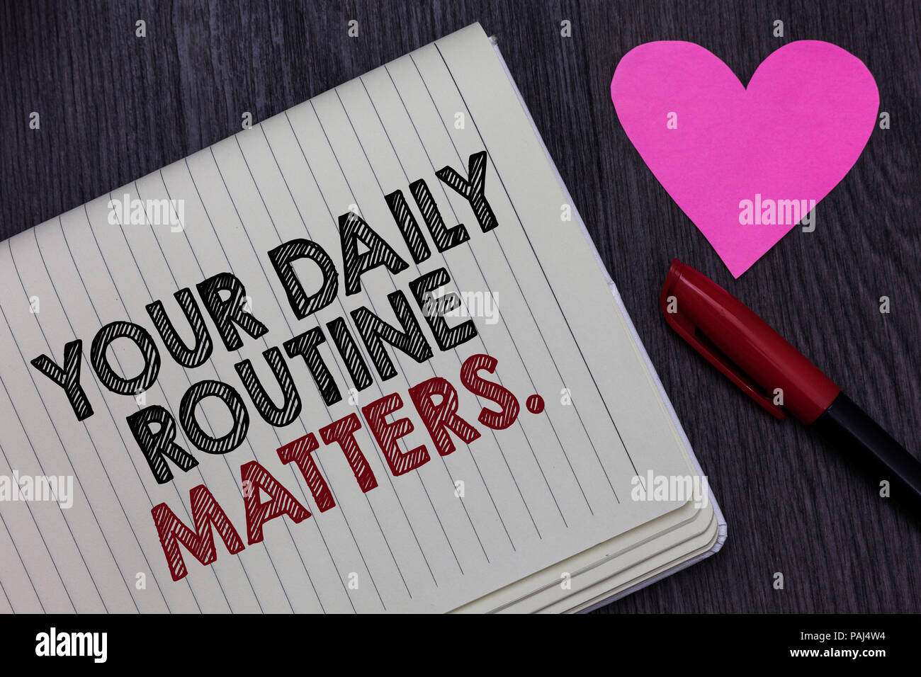 Writing note showing Your Daily Routine Matters. Business photo ...