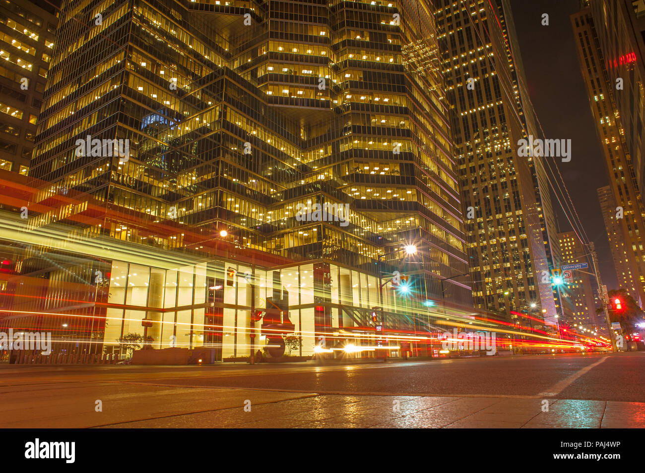A long exposure view of the junction of Queen Street West and ...