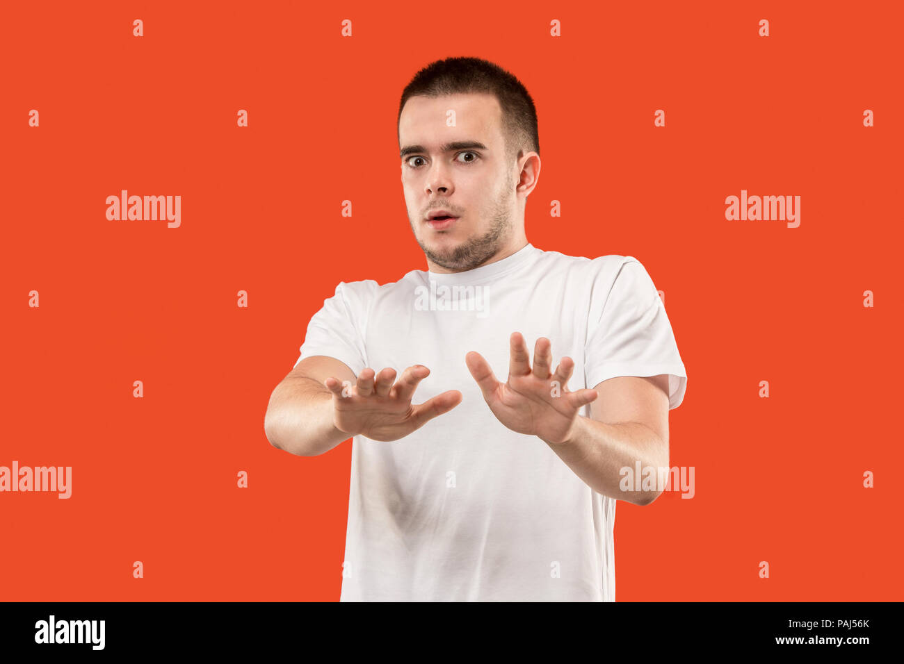 Portrait of the scared man Stock Photo - Alamy