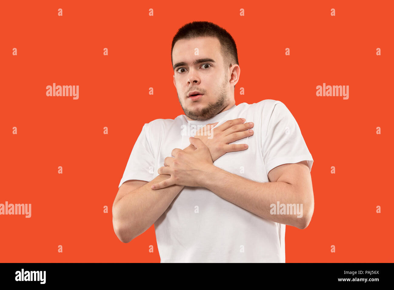 Portrait of the scared man Stock Photo - Alamy