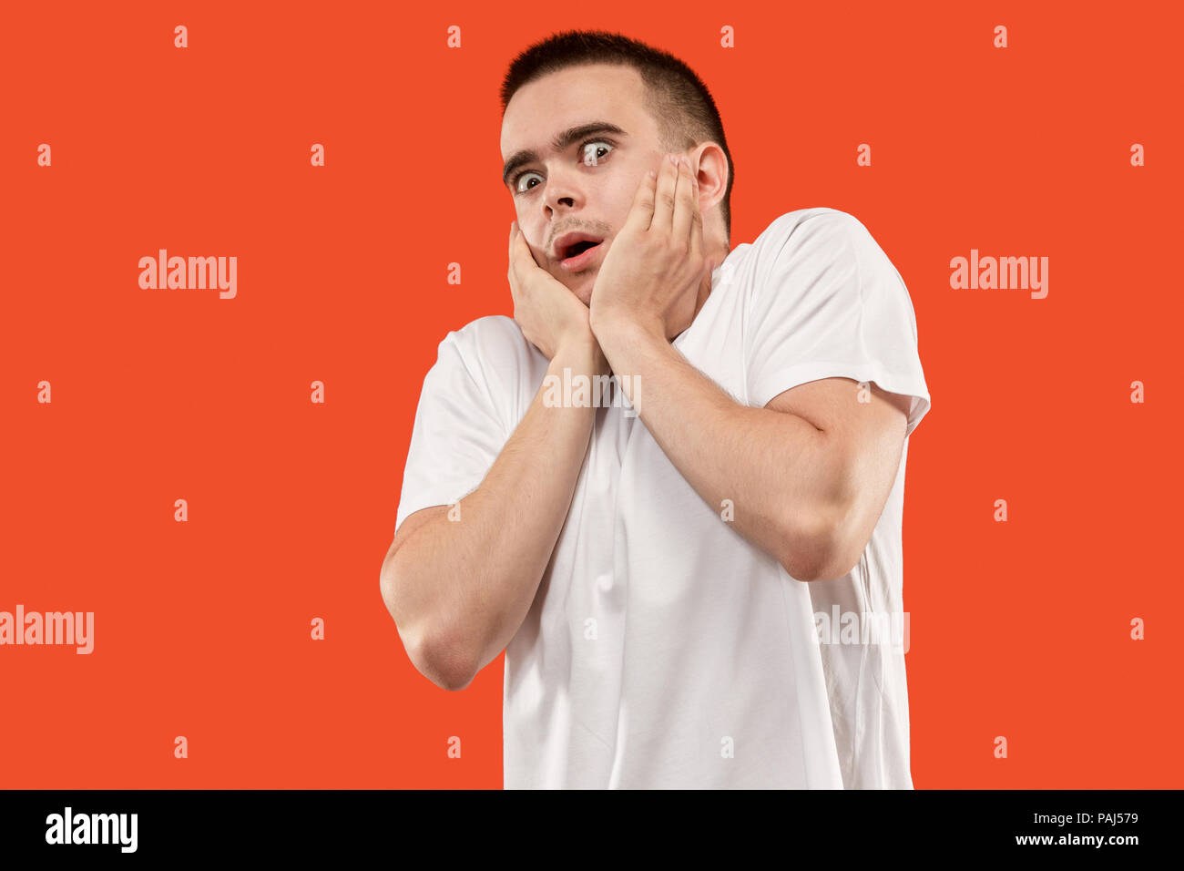 Portrait of the scared man Stock Photo - Alamy